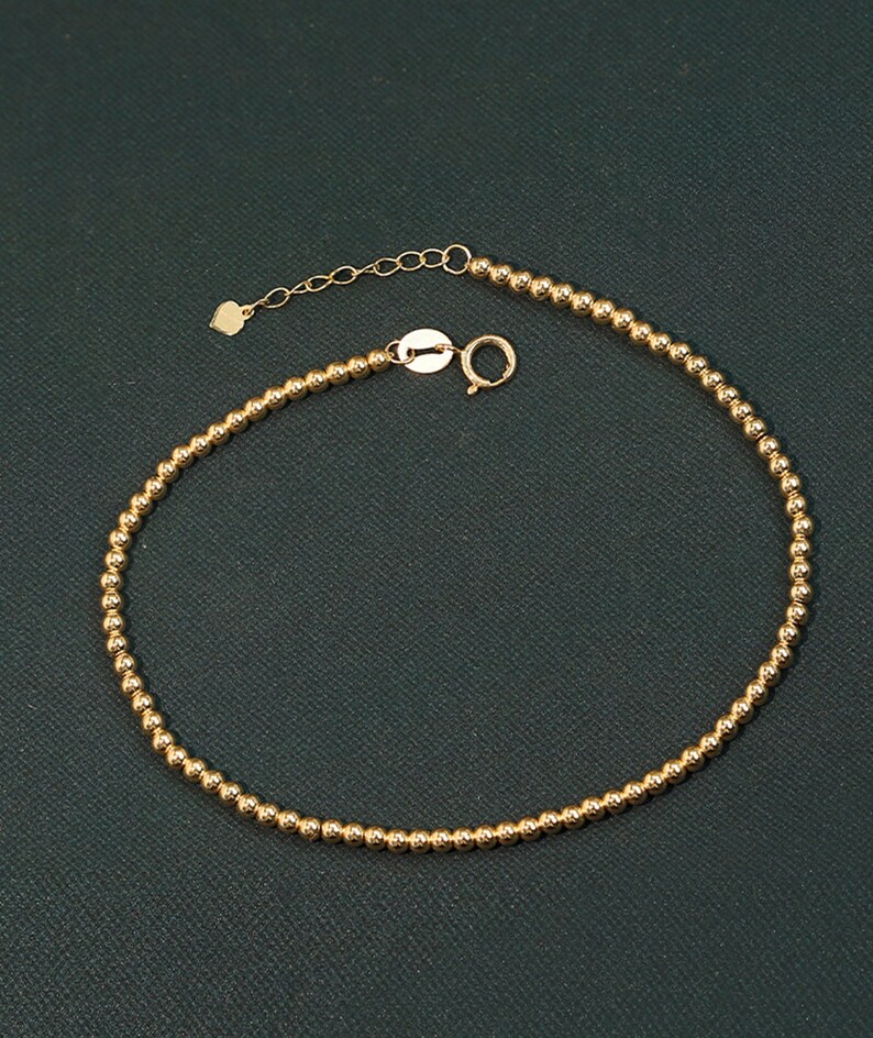 18K Solid Gold Beaded Bracelet AU750 Women - Etsy