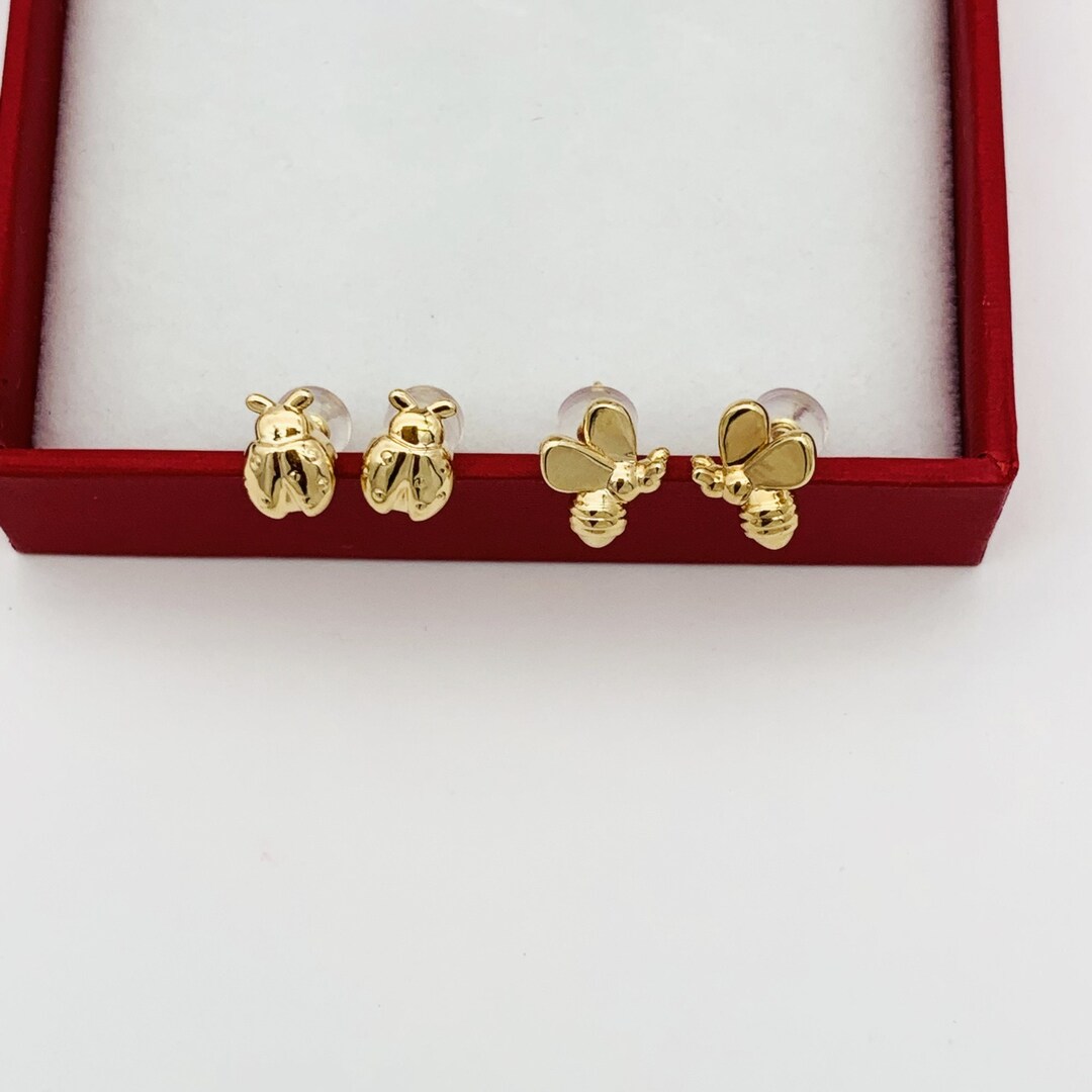 18K Solid Real Gold Dainty Studs for Girls, Minimalist Daily Studs ...
