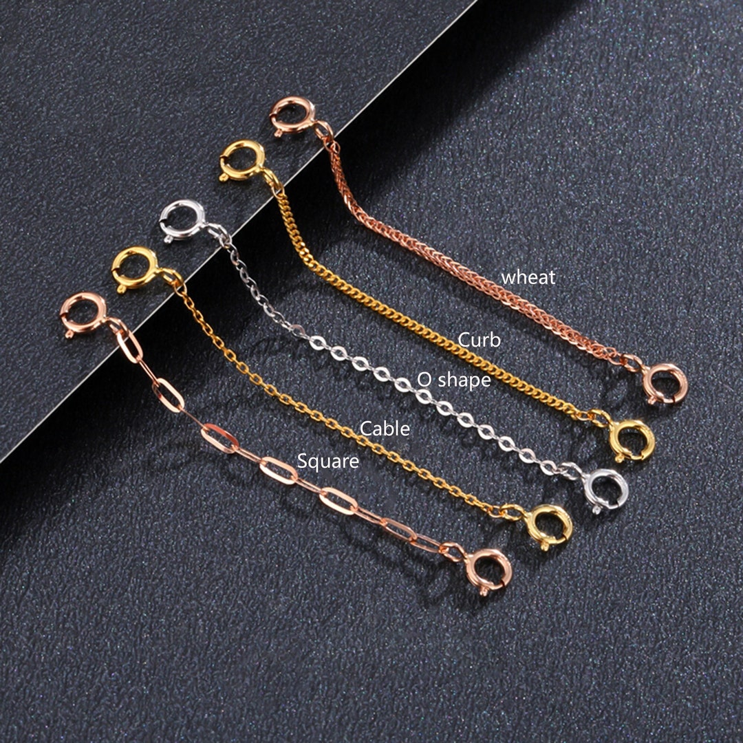 18K Pure Gold Double Clasp Extender, Safety Chain, Spring Ring Clasp ...