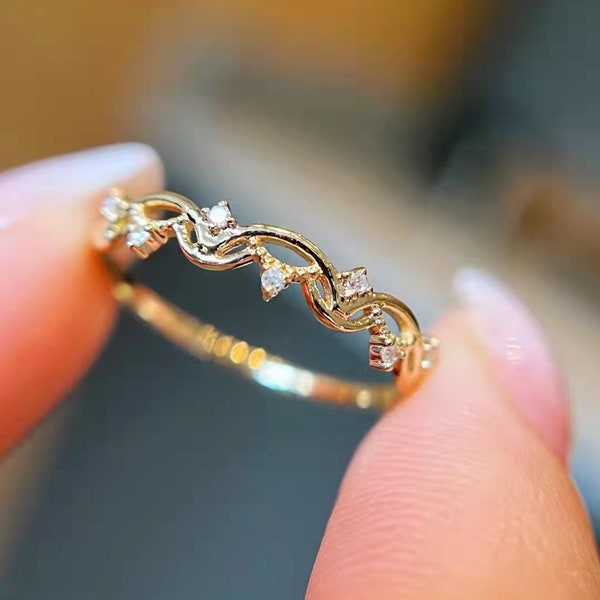 Diamond Wave Ring - Etsy