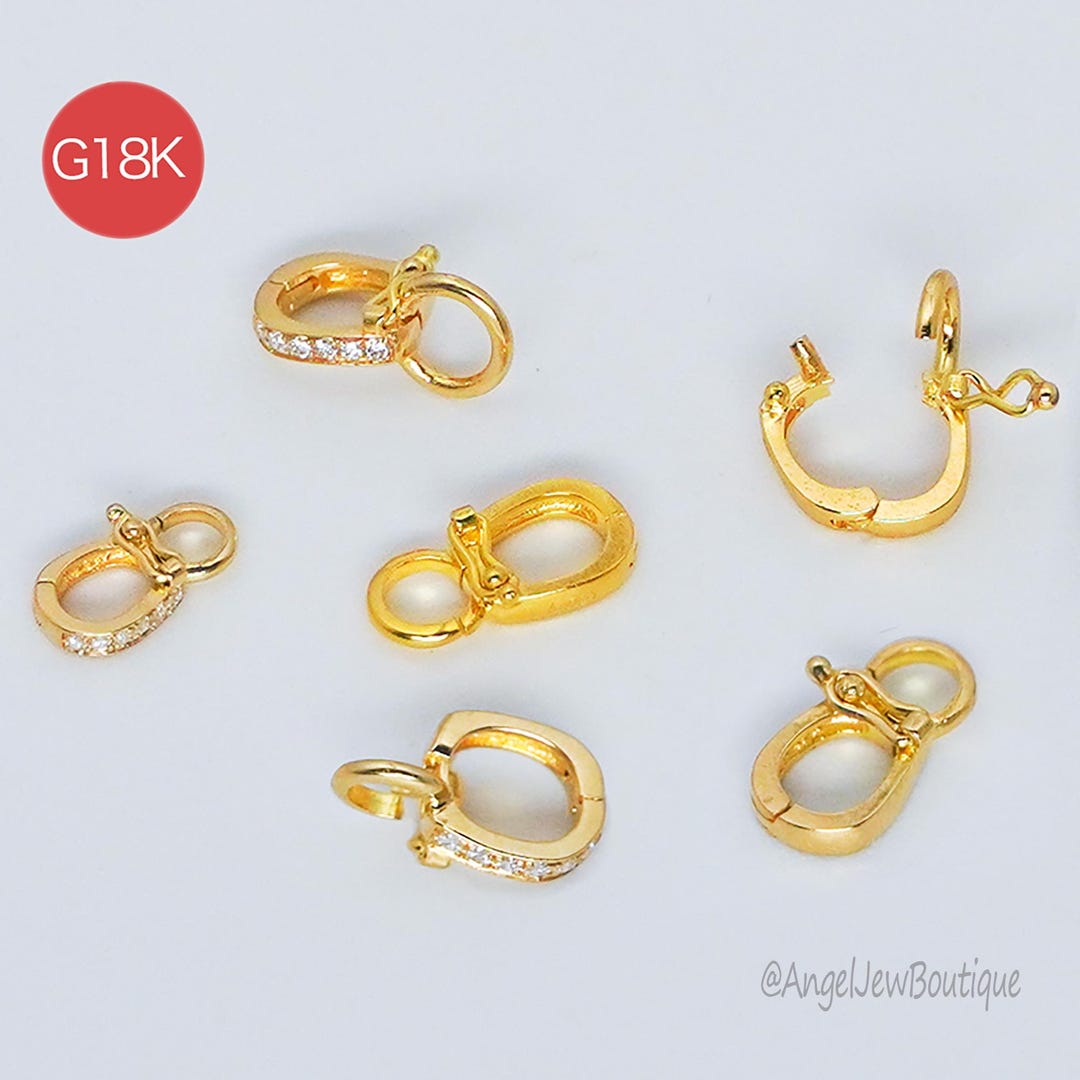 18K Real Gold Diamond Pendant Clasp Connector,bling Charm Bails,premium ...