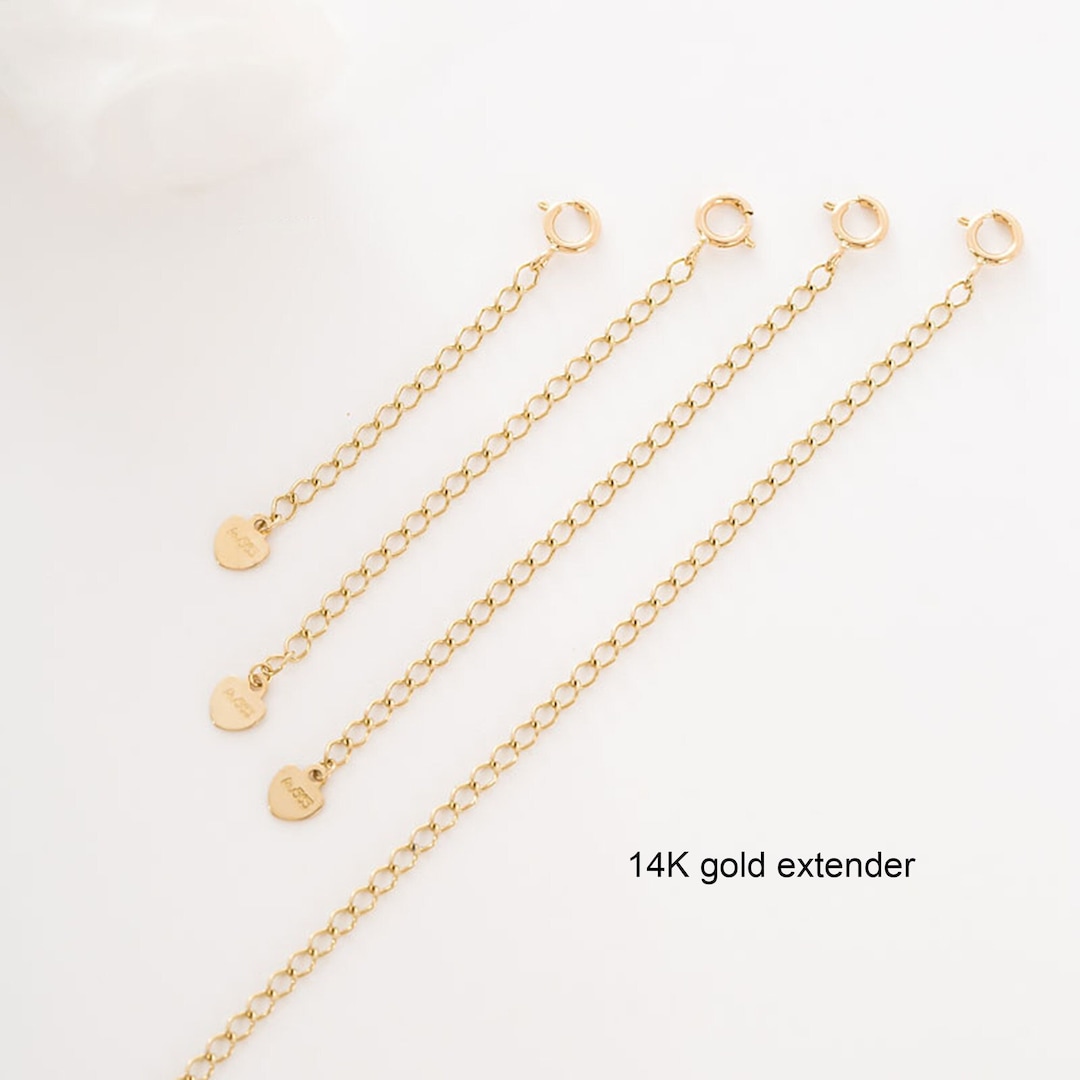 14k Solid Gold Curb Extender, Bracelet Extension, Necklace Adjustable ...
