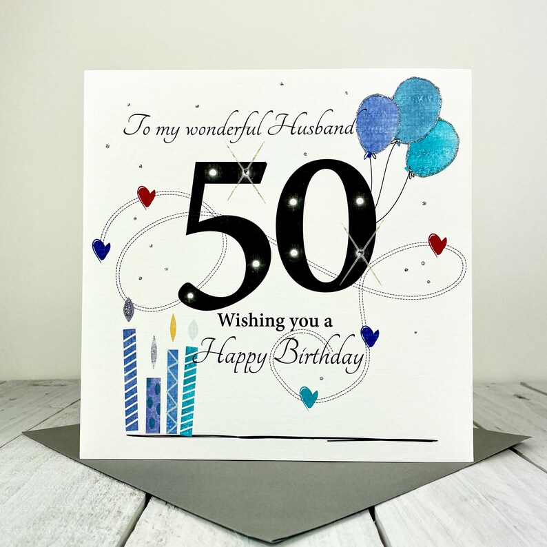Extra Large Husband 50th Birthday Card Candles Balloons Etsy UK Extra Large Husband 50th Birthday Card Candles Balloons Etsy UK