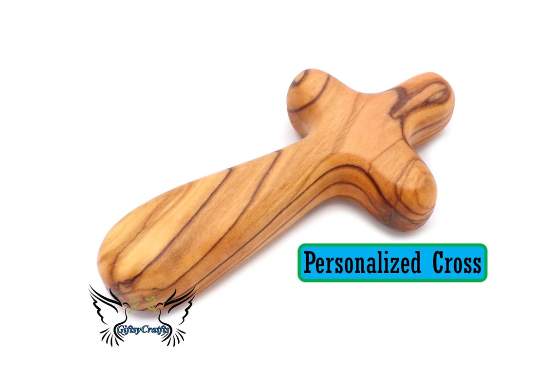 Personalized Olive Wood Comfort Cross: Handheld Prayer Cross - Etsy