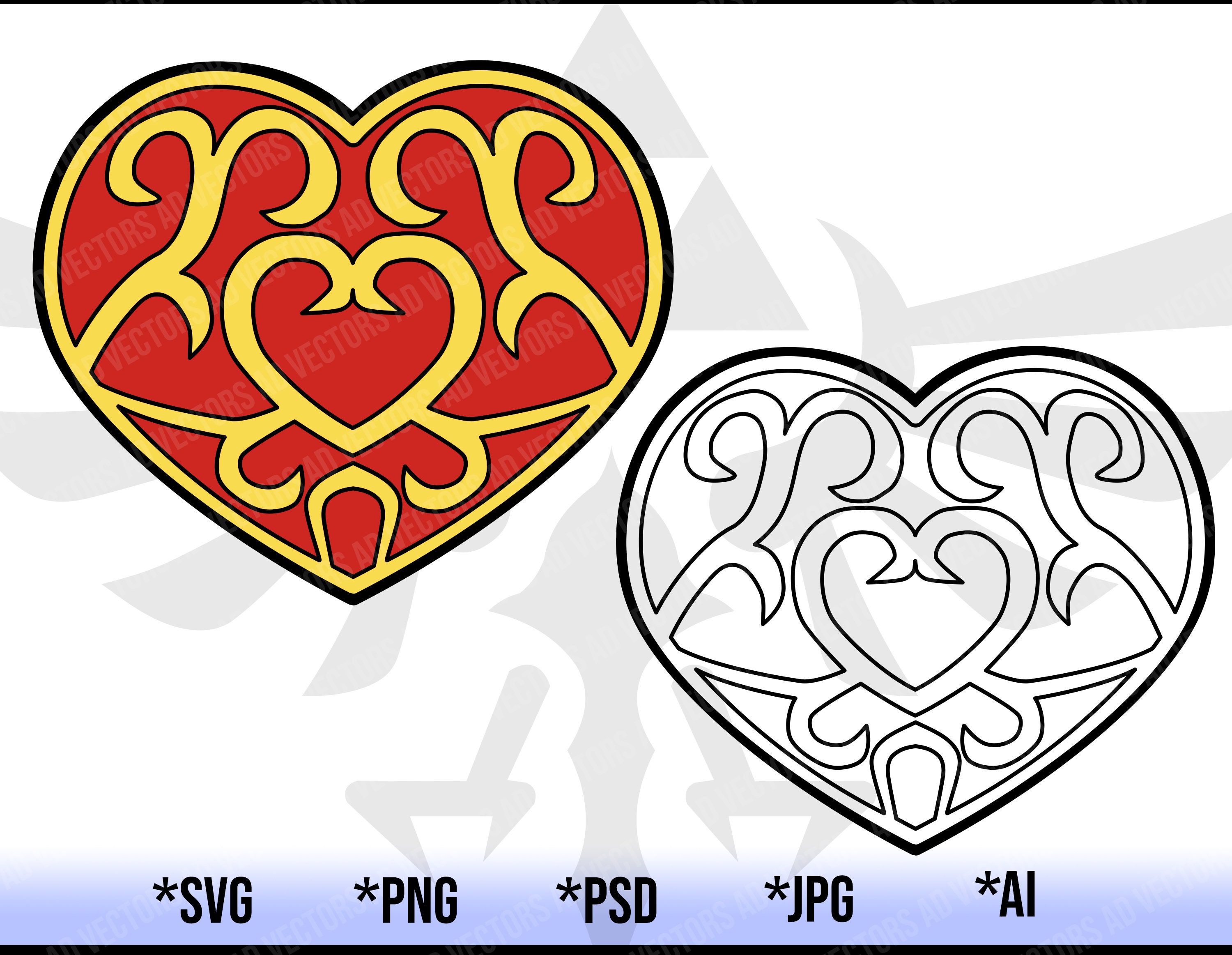 Zelda Heart and Outline SVG Clipart Containers Heart Cut | Etsy