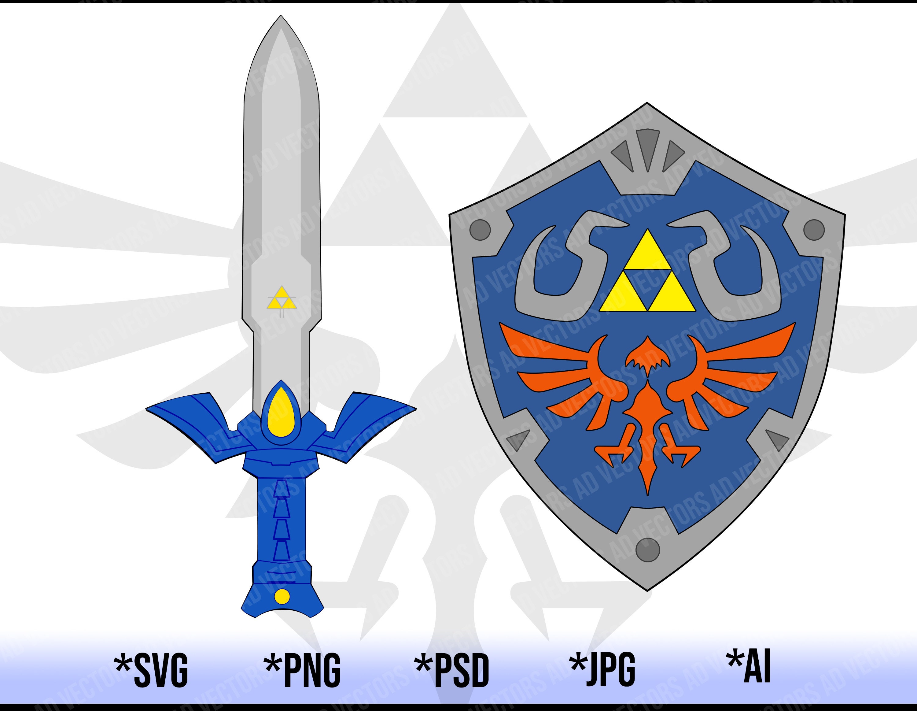 Master Sword and Hylian Shield SVG Clipart Zelda Master Sword | Etsy