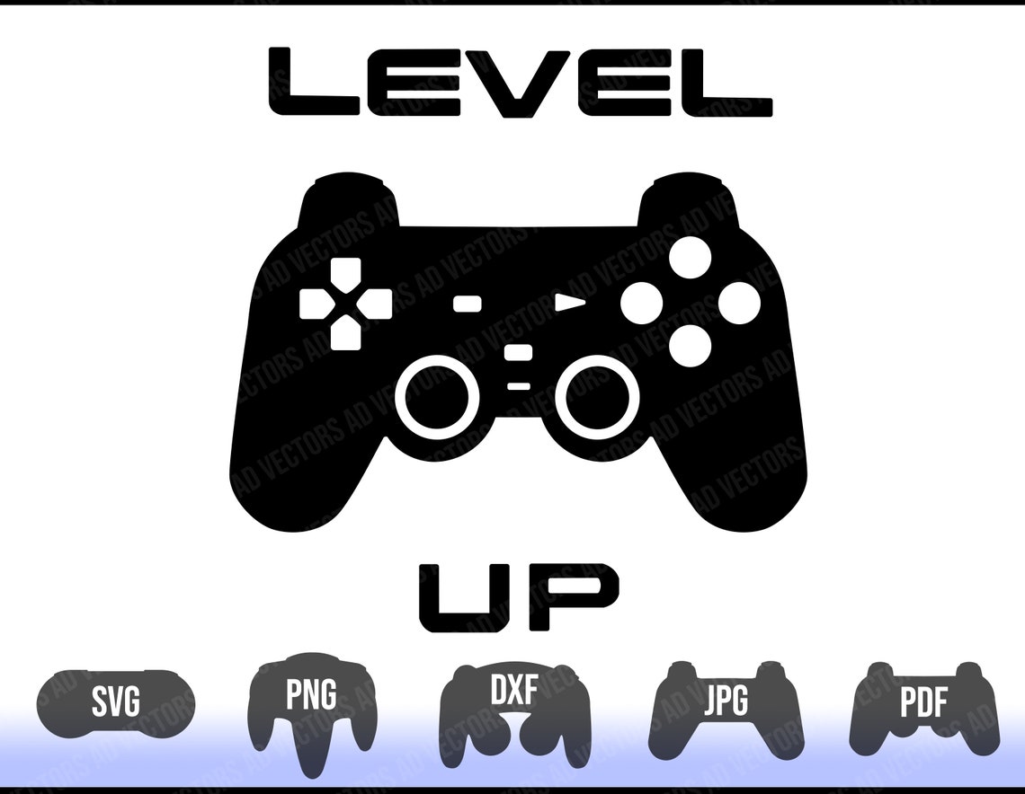 LEVEL UP Controller Black Vector svg jpg png psd dxf | Etsy