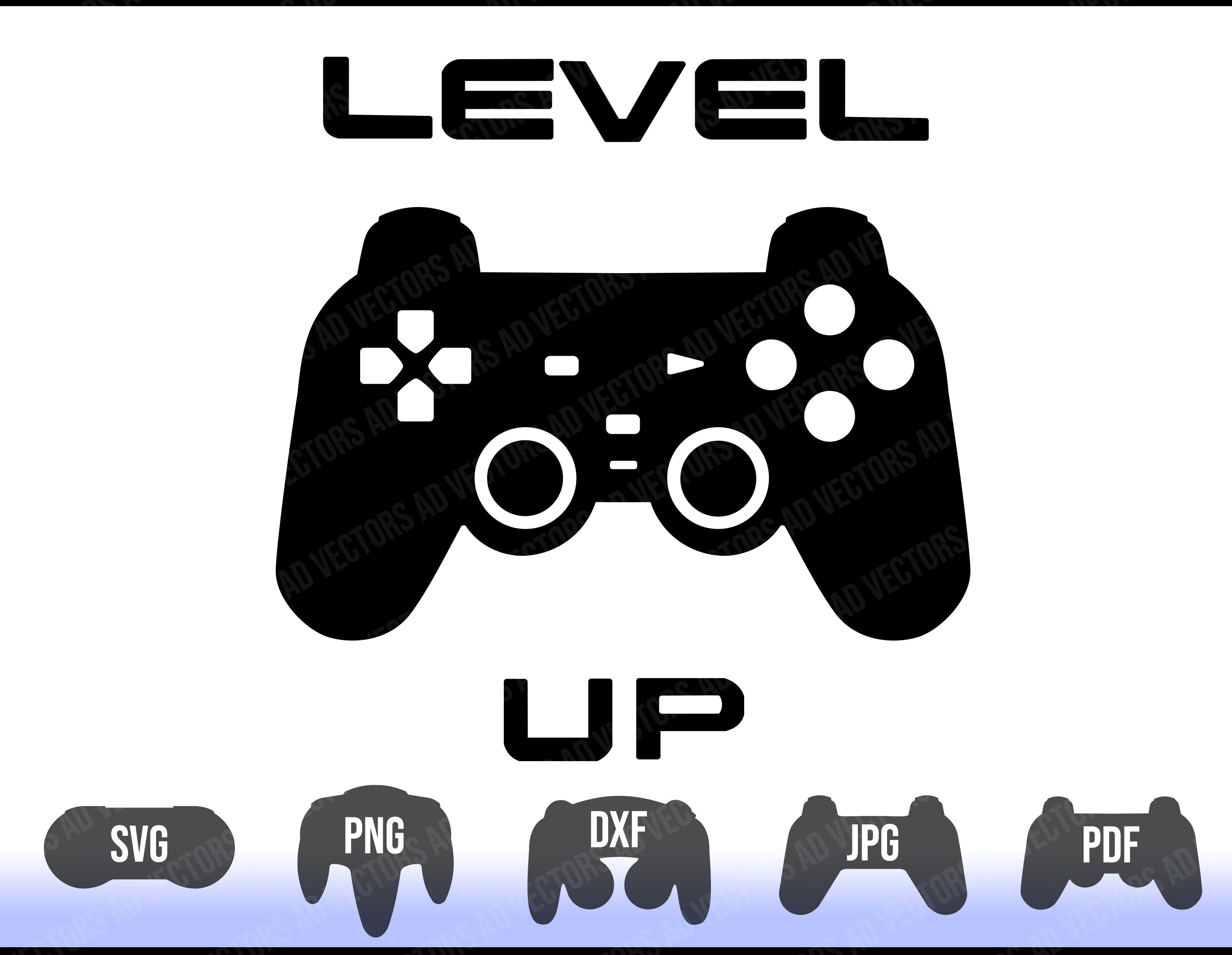LEVEL UP Controller Black Vector svg jpg png psd dxf | Etsy