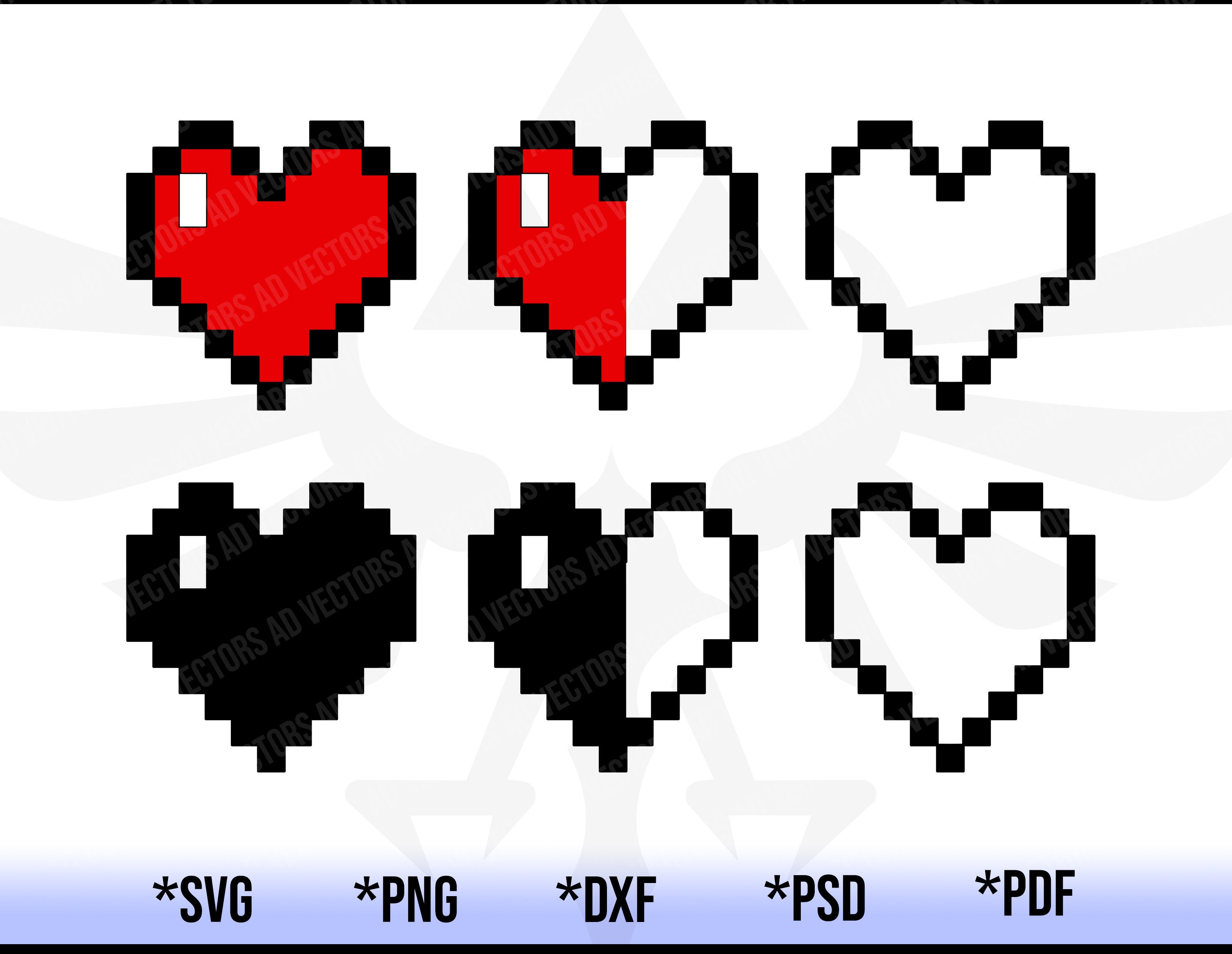 Heart Pixel SVG Clipart Pixel Heart Cut file Pixel Heart PNG | Etsy