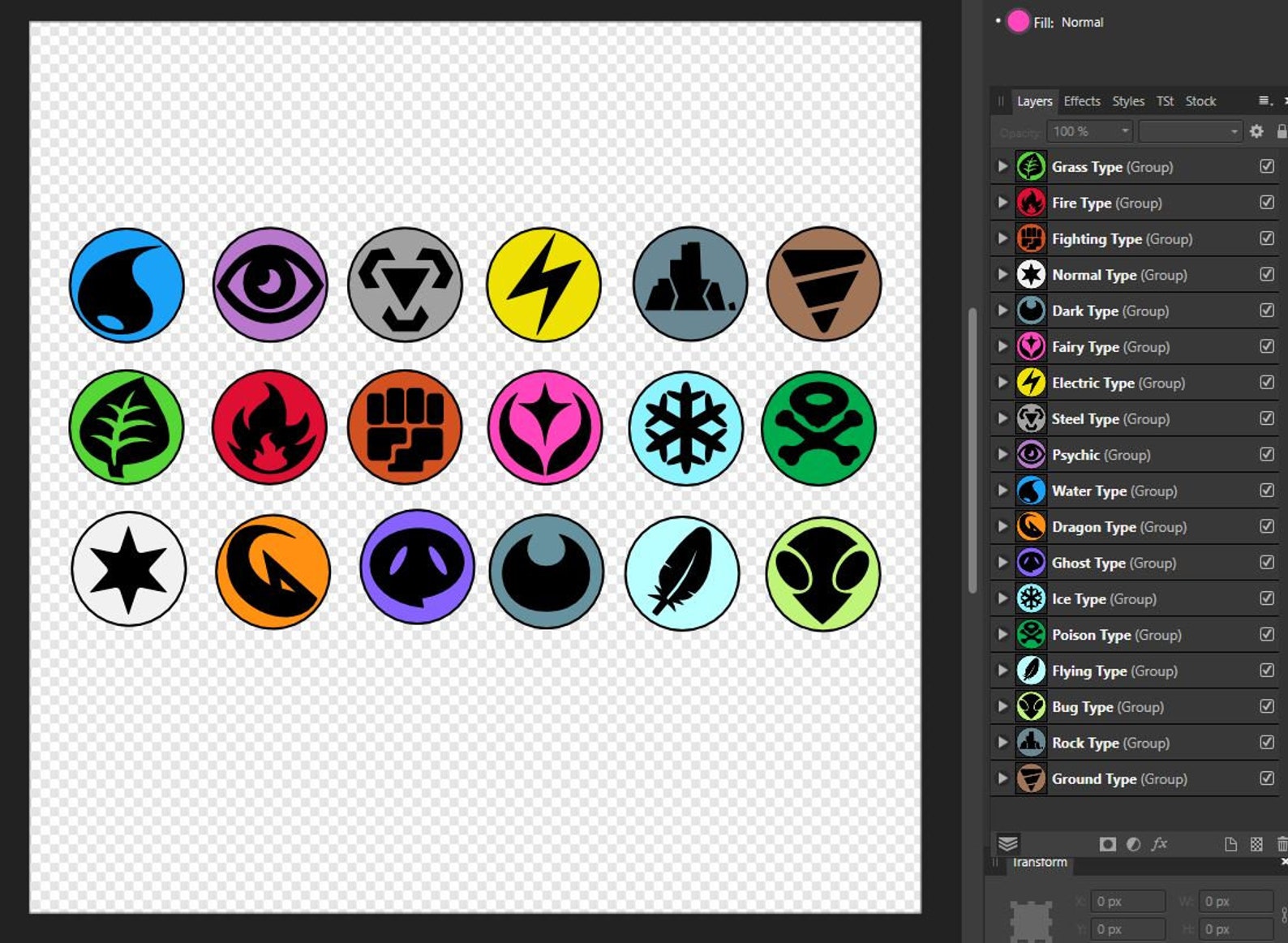 Pokemon Types Bundle SVG Clipart Pokemon Cut File Pokemon | Etsy