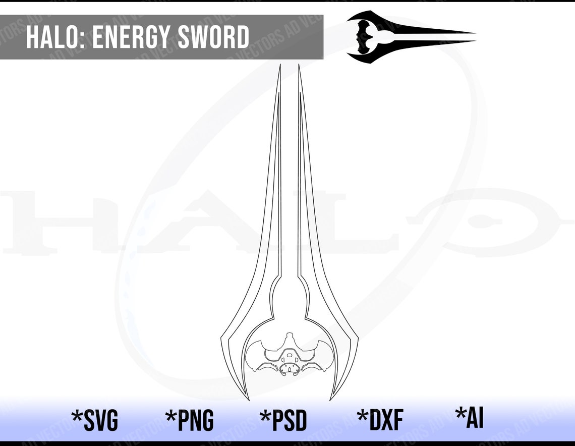 Energy Sword Outline SVG Clipart Halo Energy Sword Cut | Etsy
