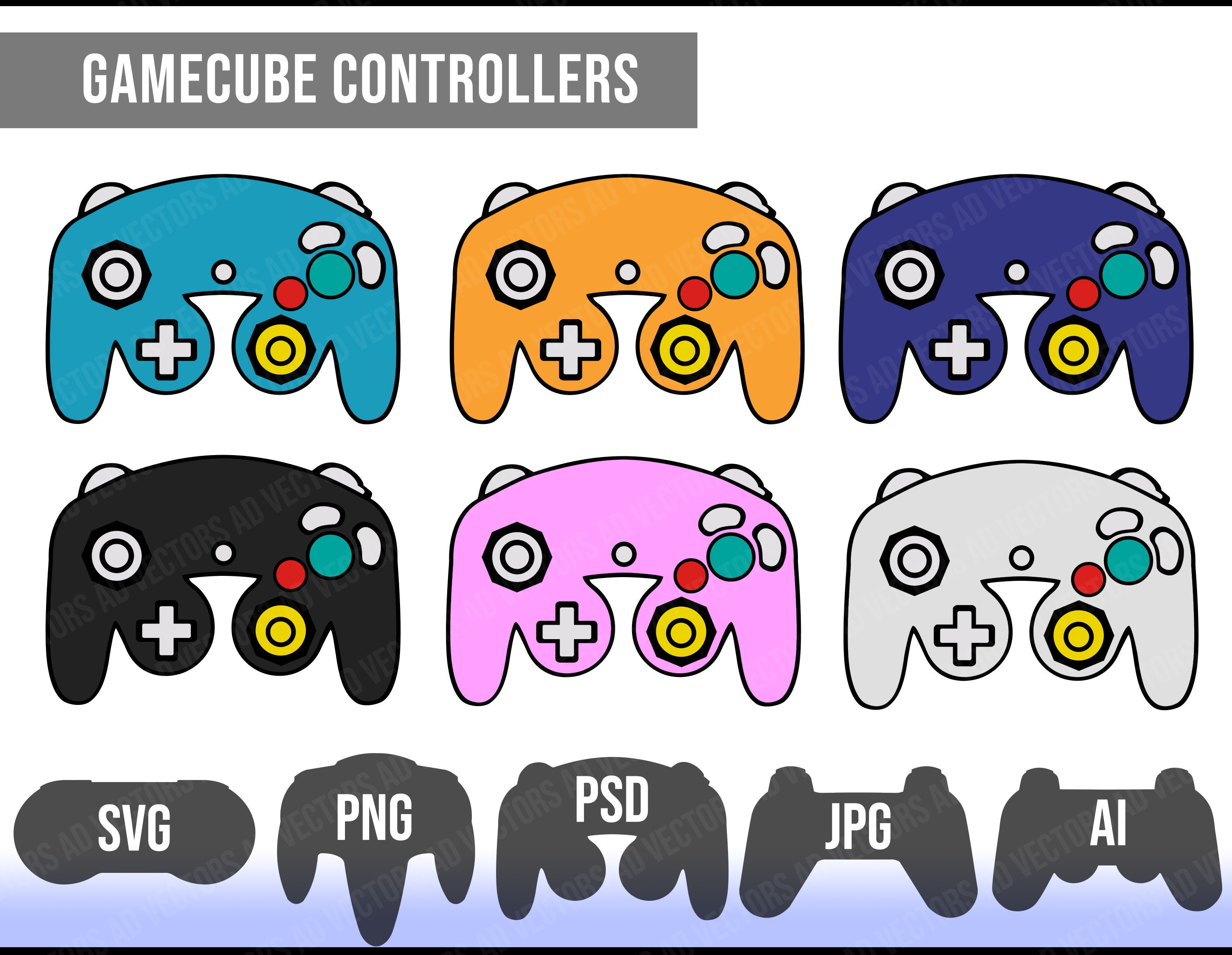 Gamecube Controller 6 Colors Bundle SVG JPG PNG psd ai | Etsy