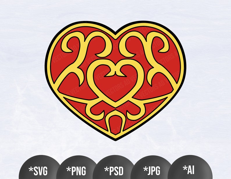 Zelda Heart and Outline SVG Clipart Containers Heart Cut | Etsy