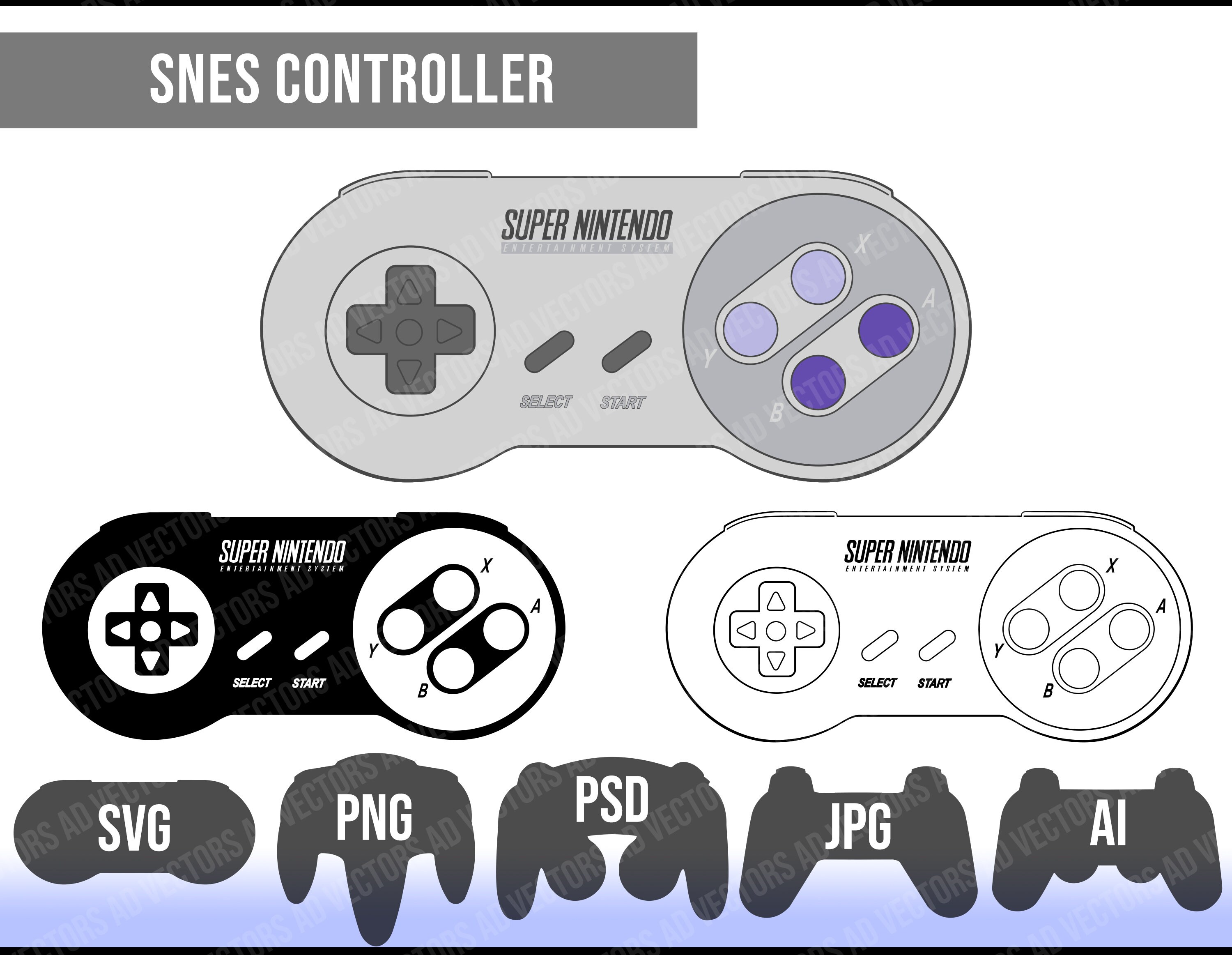 High Detail SNES Controller Bundle Vector svg jpg png psd | Etsy