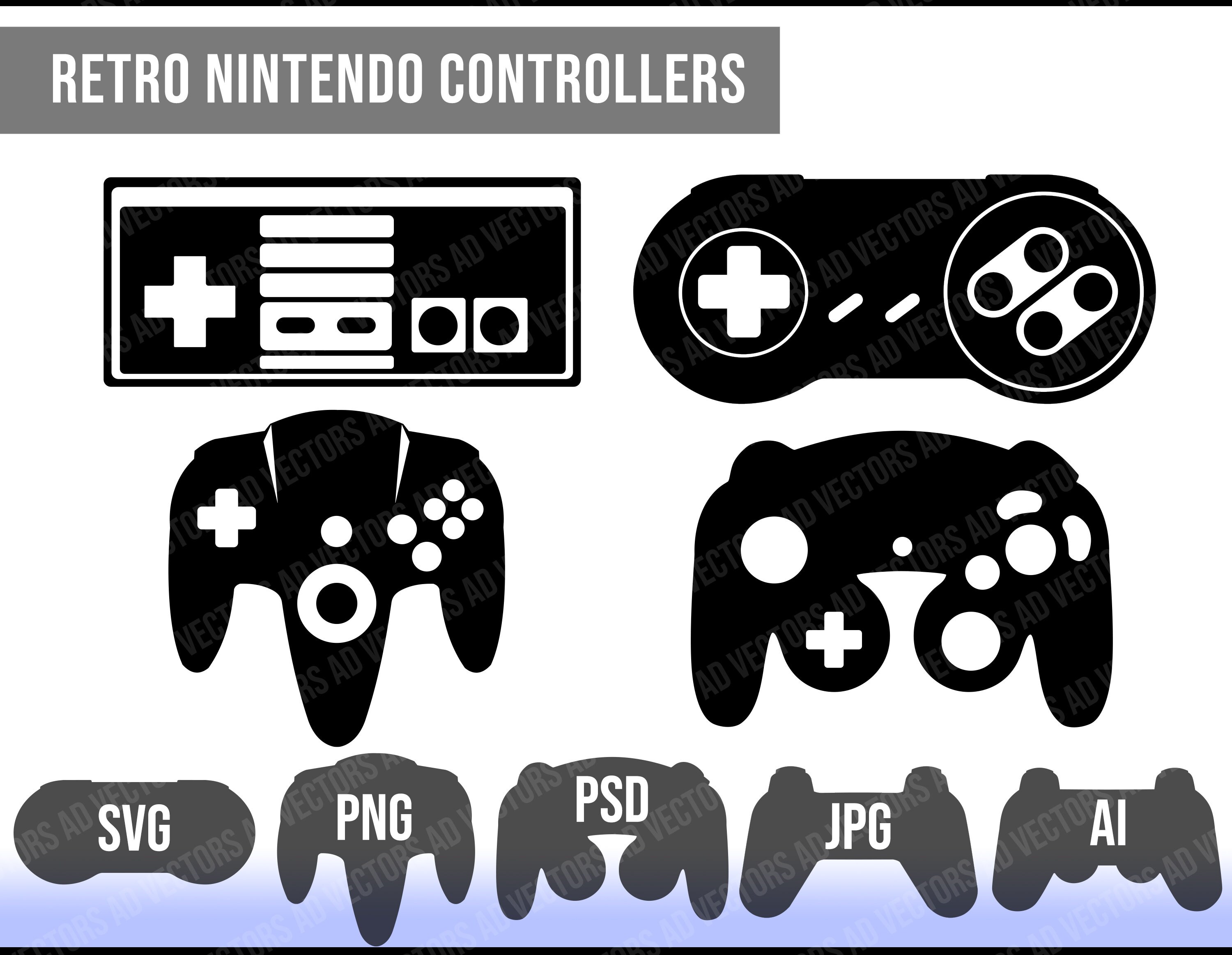 Gaming-Controller Nintendo Bundle black Vector Svg jpg Png | Etsy