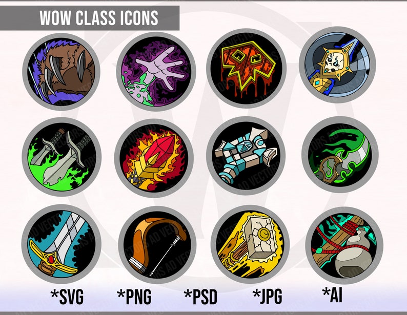 WoW Class Icons SVG Clipart World of warcraft Cut Datei WoW | Etsy