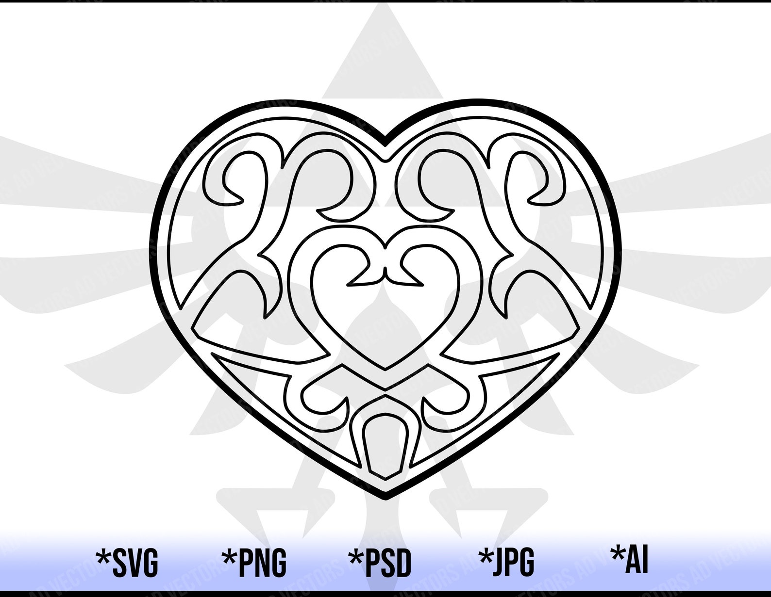 Zelda Heart Outline SVG Clipart Containers Heart Outline Cut | Etsy