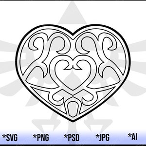 Zelda Heart Outline SVG Clipart Containers Heart Outline Cut | Etsy