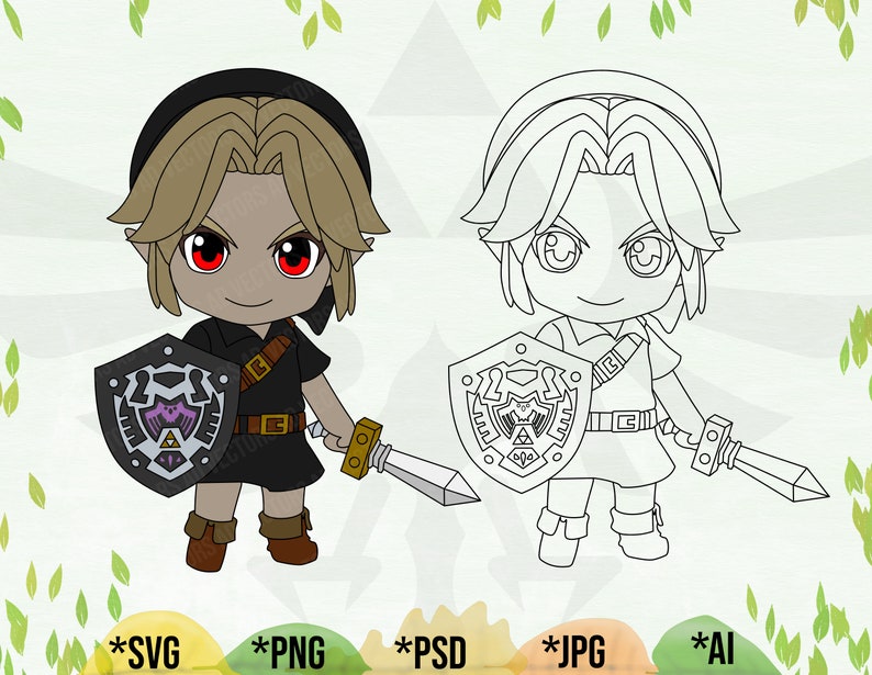 Zelda Dark Link and Outline SVG Clipart Link Cut file Zelda | Etsy