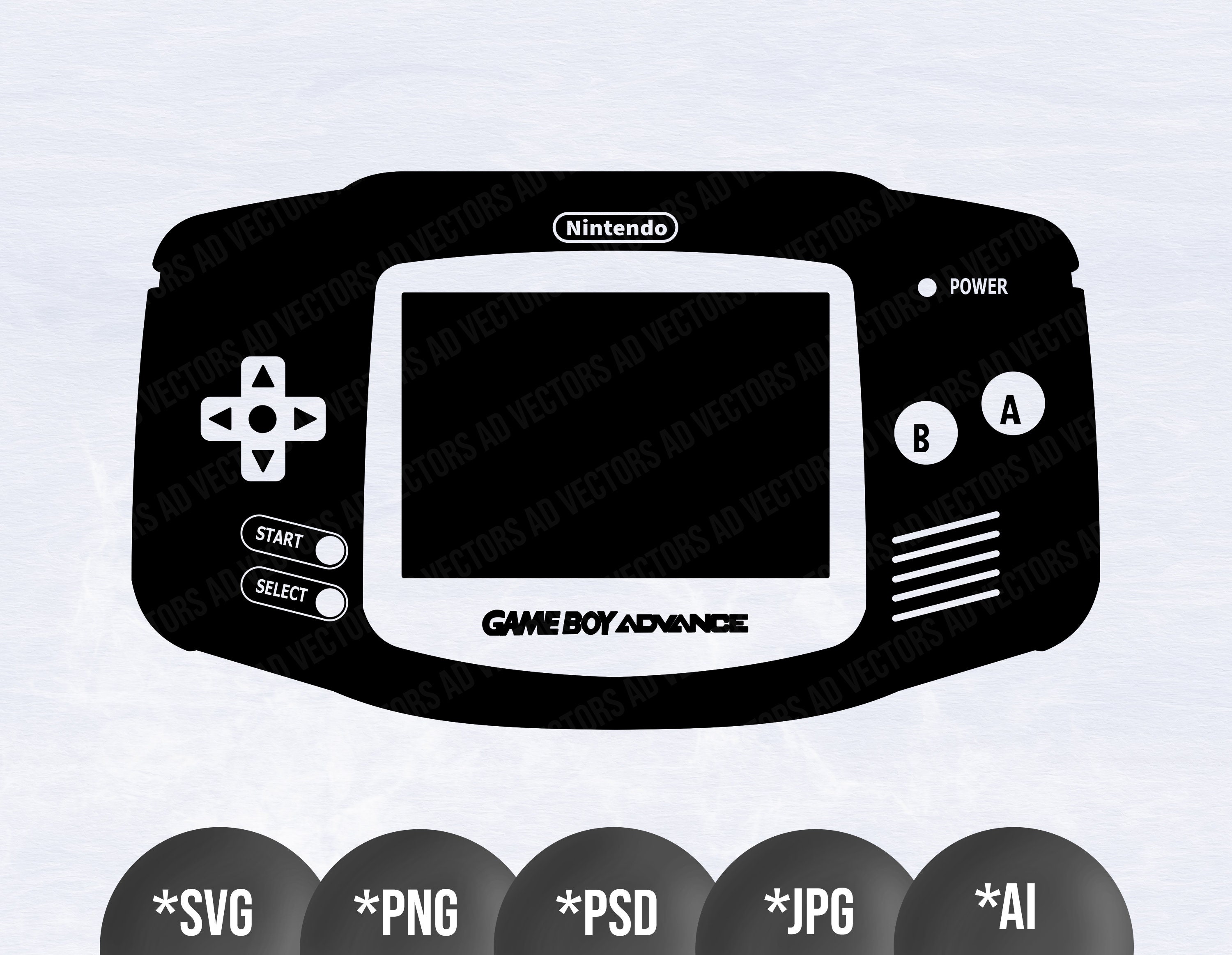 Gameboy Advance Black Vector svg jpg png psd ai Instant | Etsy