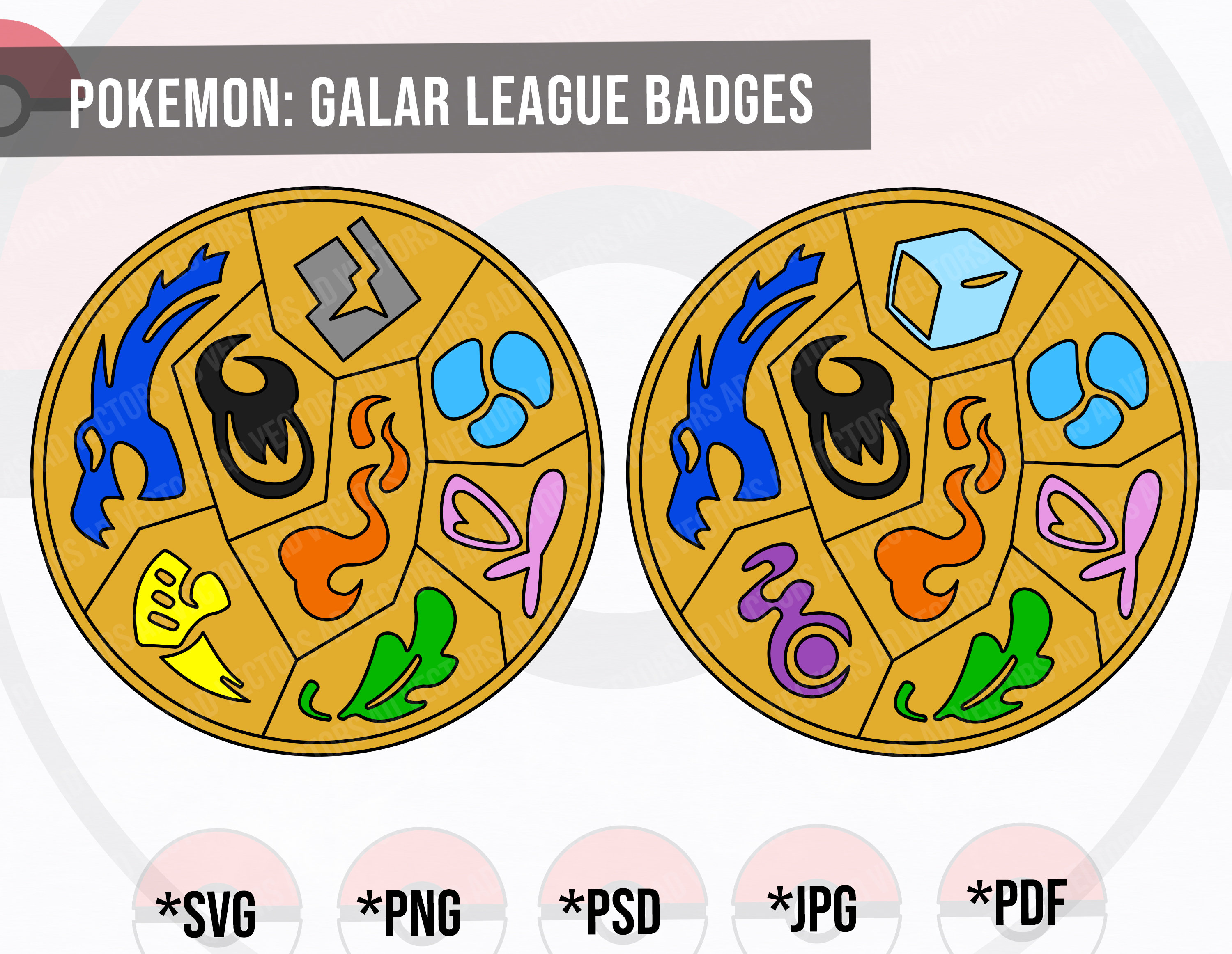 Galar League Badges SVG Clipart Galar Region Badges Cut file | Etsy