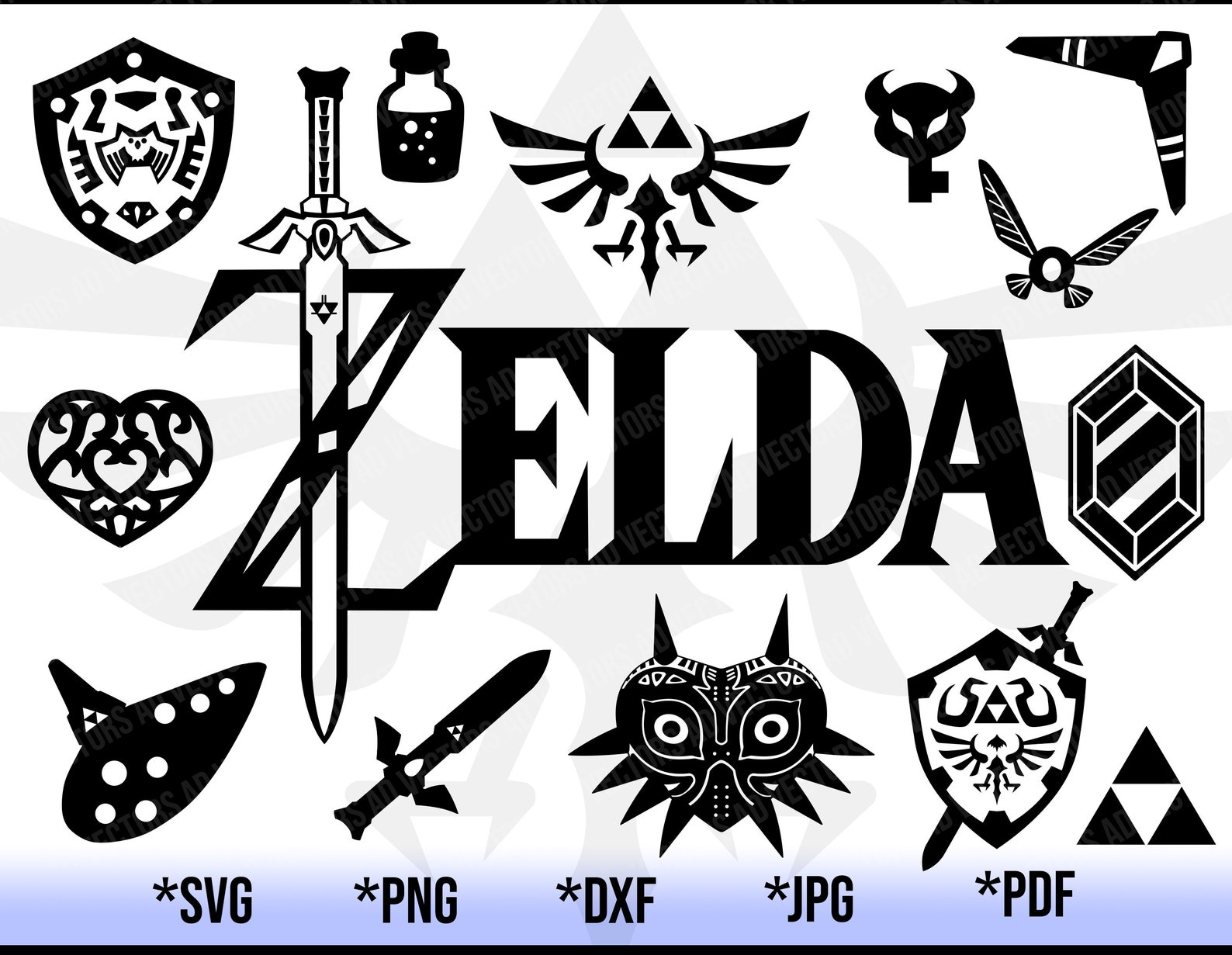 Zelda Bundle Svg Clipart Zelda Essentials Cut File Zelda Etsy