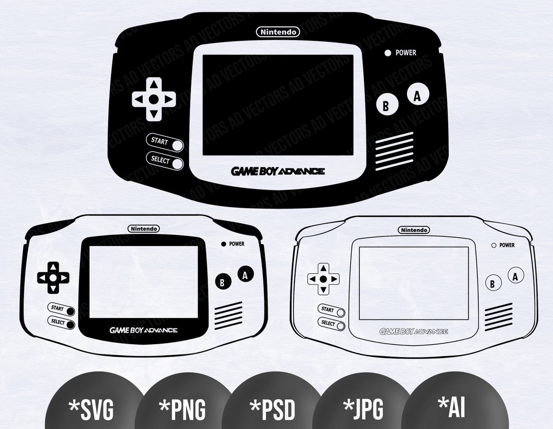 Gameboy Advance Black Silhouette Transparent Outline SVG | Etsy