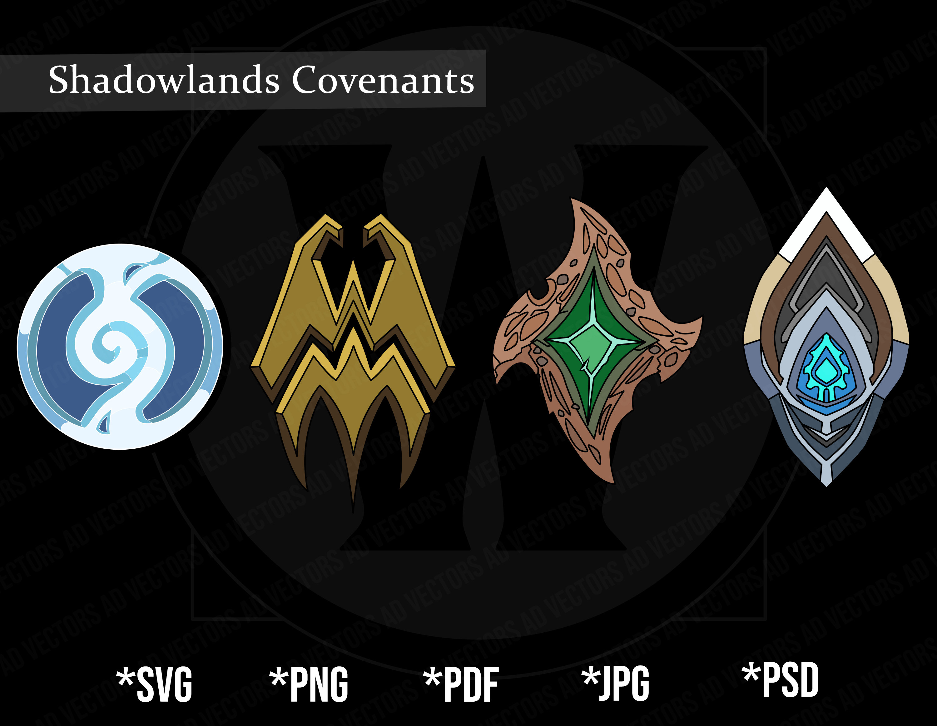 Shadowlands Covenant Crests SVG Clipart World of Warcraft Cut | Etsy