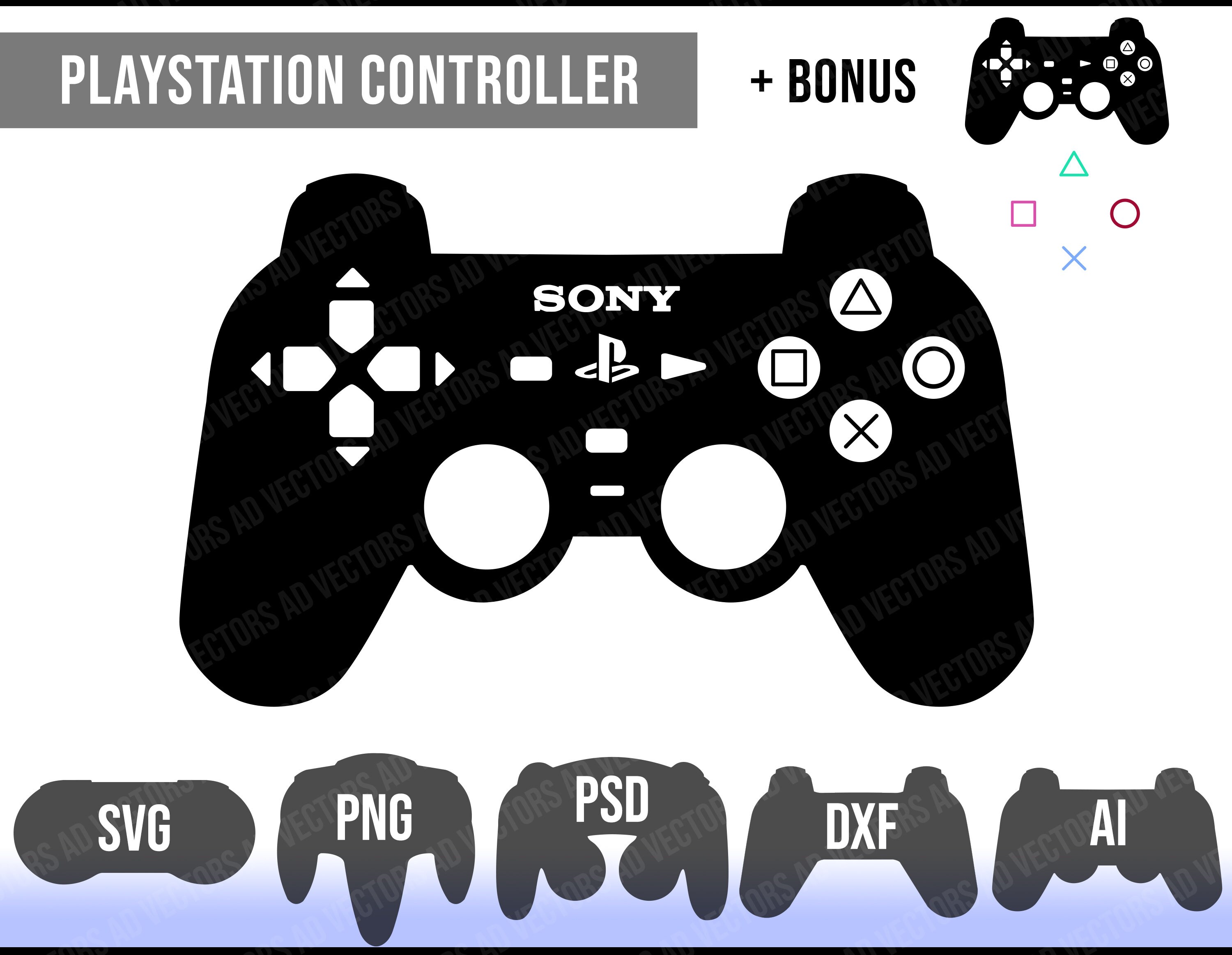 Playstation Controller Black Vector svg dxf png psd ai | Etsy