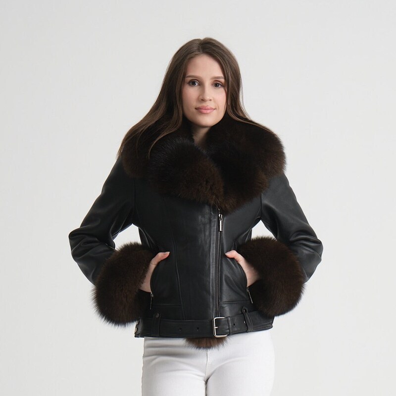 Leather Fur Jacket - Etsy