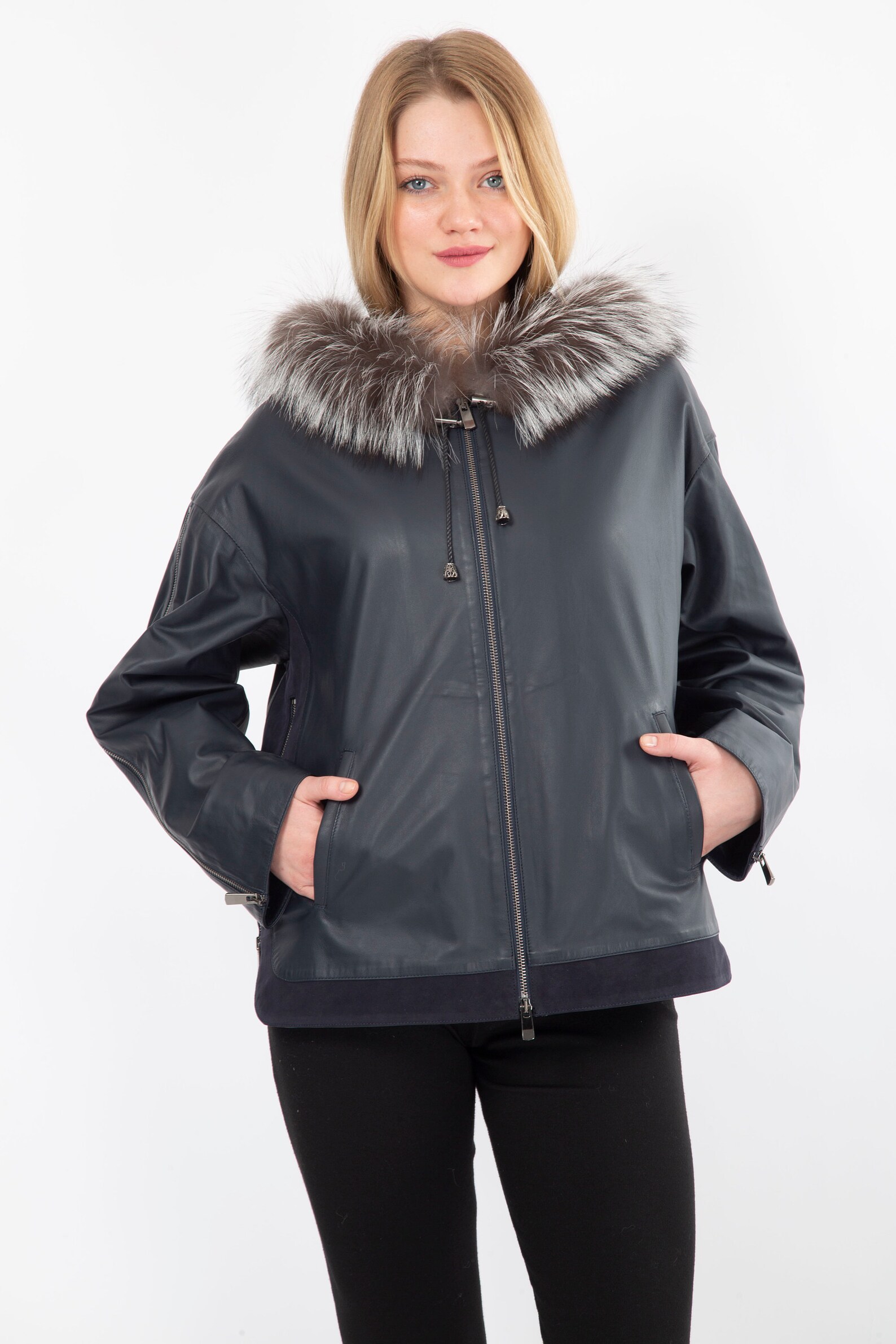 Hooded Fox Fur Raincoat, Genuine Leather Coats, Genuine Leather Puffer ...
