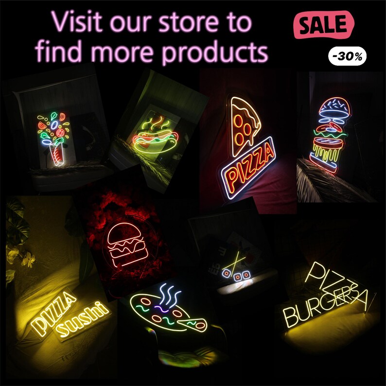 Burgers Neon Sign Wall Art, Hamburger Led Sign for Fast Food Store ...