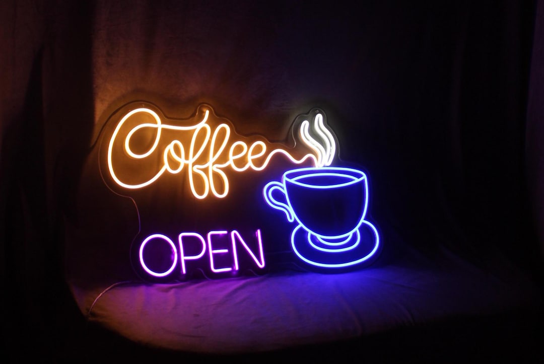 Coffee Neon Sign, Coffee Led Sign, Open Neon Sign Business Logo, Custom ...