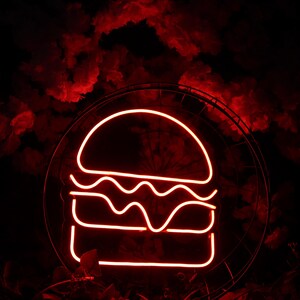 Burgers Neon Sign Wall Art, Hamburger Led Sign for Fast Food Store ...