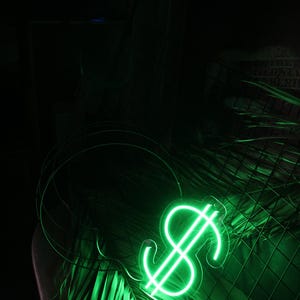 Dollar Neon Sign, Dollar Neon Art, Money Symbol Light, Money Neon Sign ...