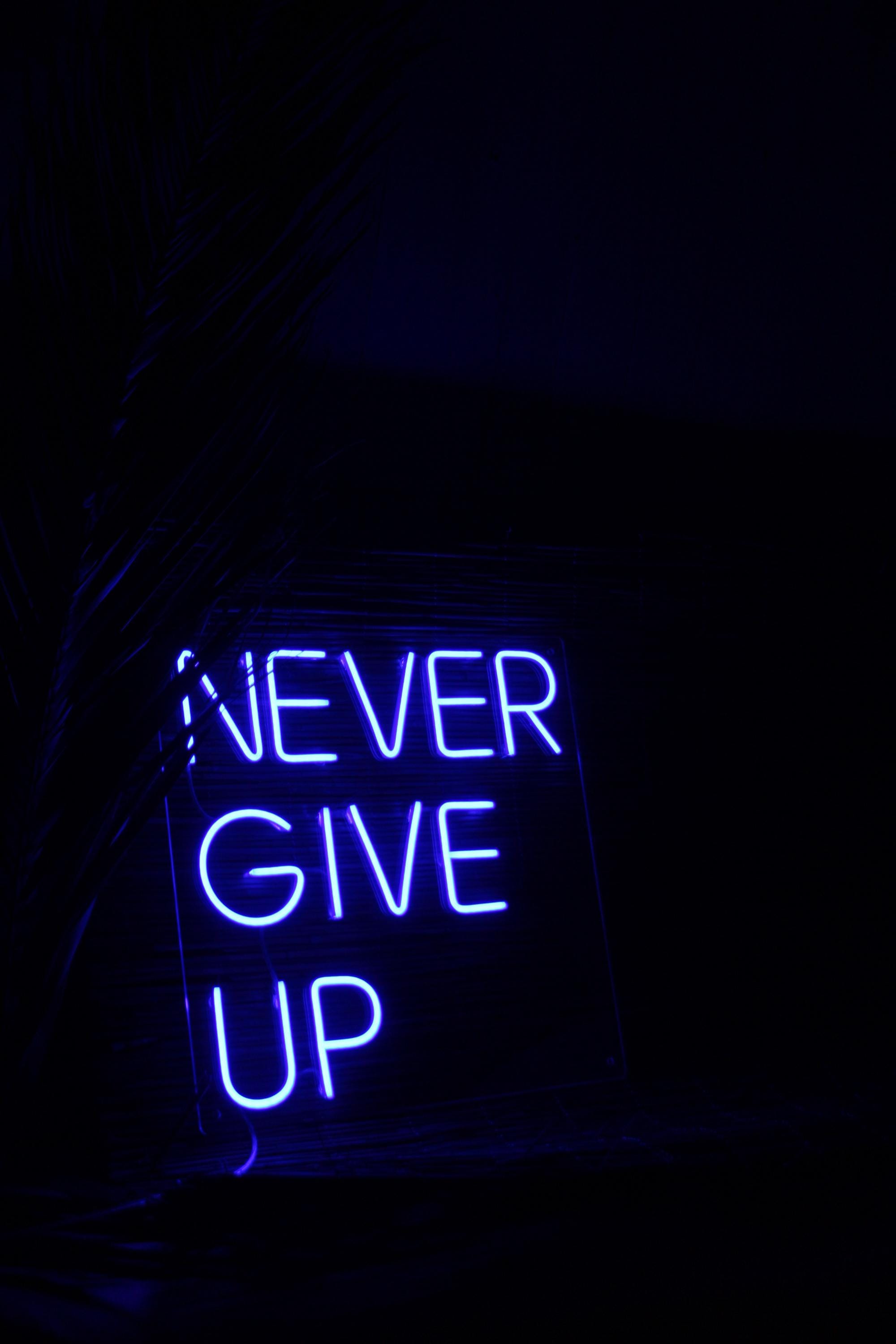 Never Give up Neon Sign, Custom Motivational Quotes Neon Light Sign ...