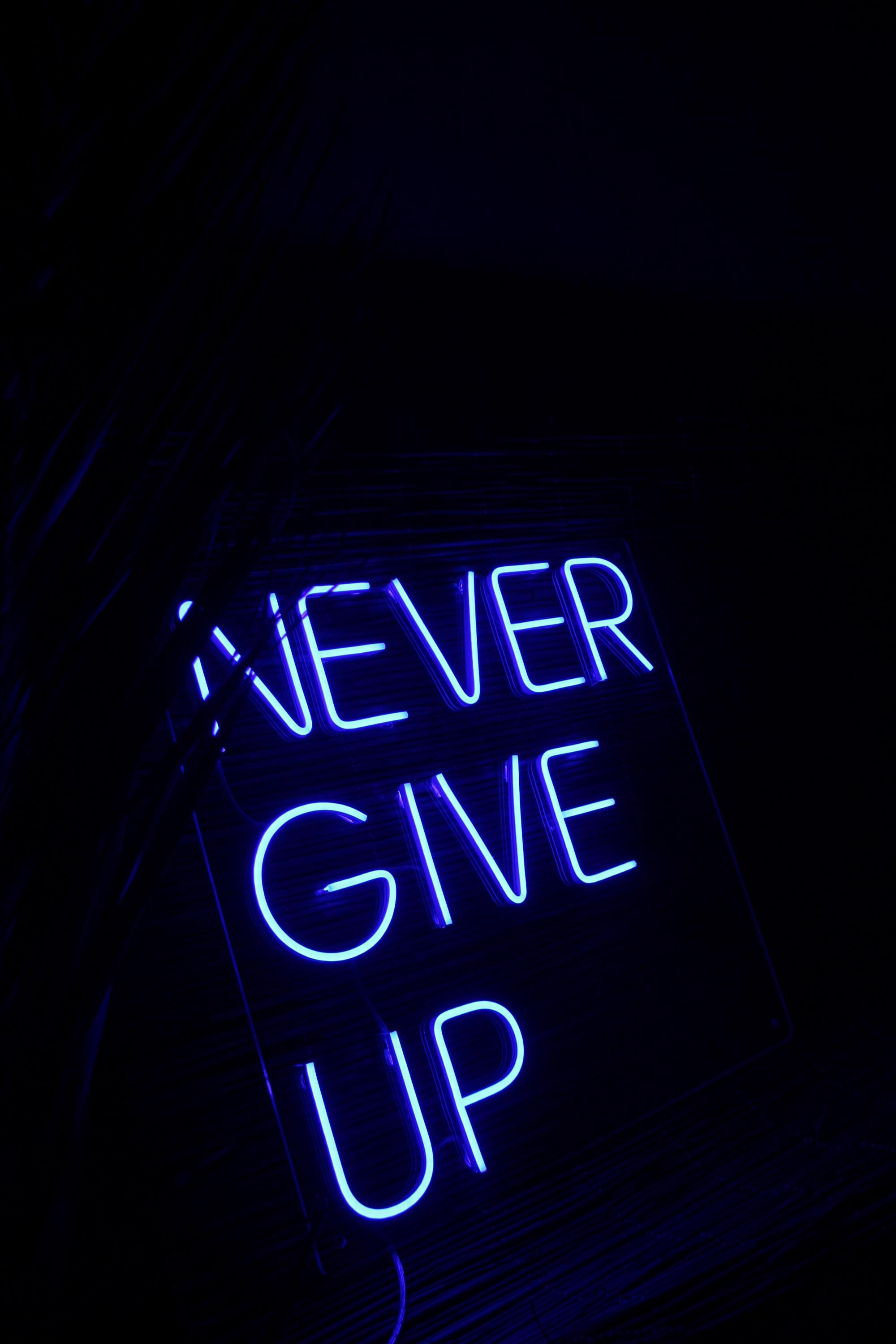 Never Give up Neon Sign, Custom Motivational Quotes Neon Light Sign ...