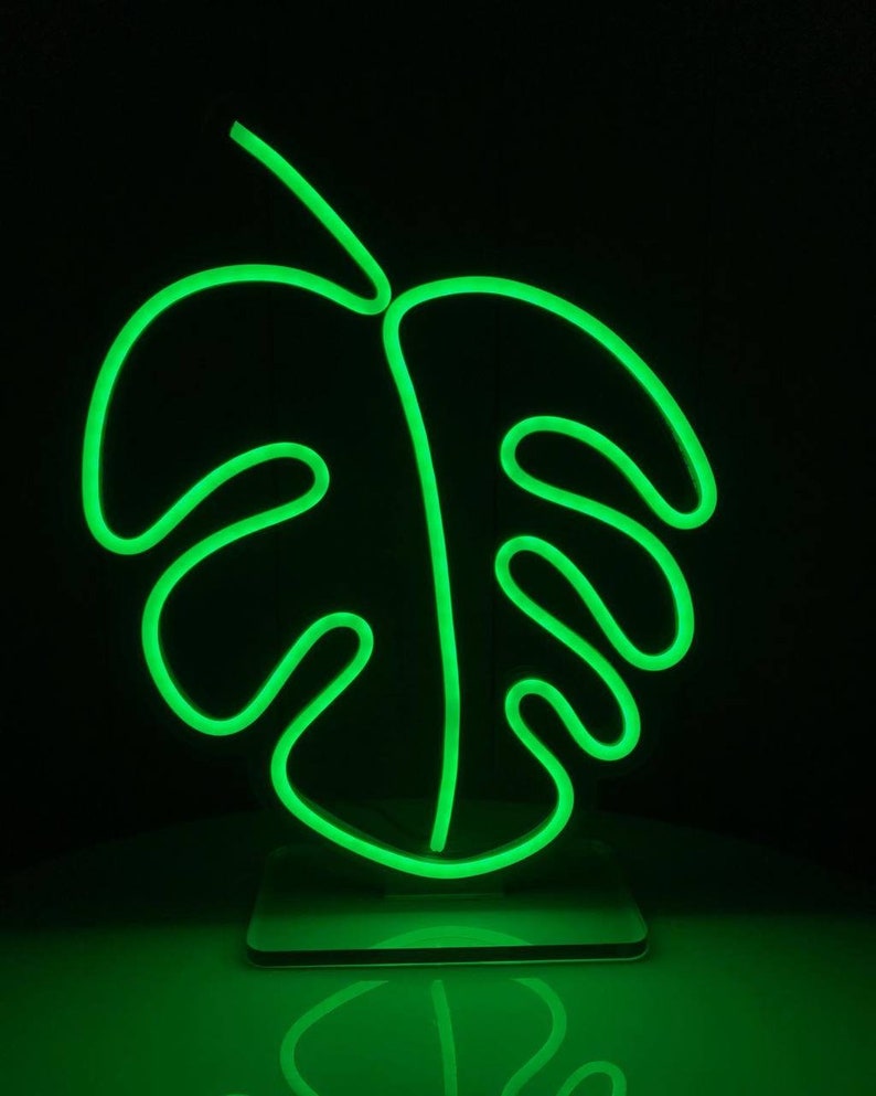 Monstera Leaf Neon Sign – LED Wall Art for Plant Lovers, Home, or ...