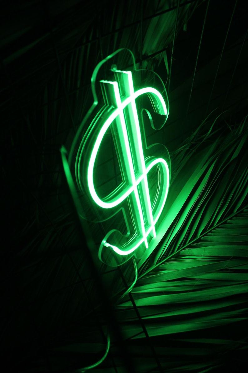 Dollar Neon Sign, Dollar Neon Art, Money Symbol Light, Money Neon Sign ...
