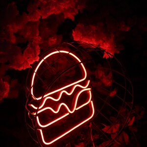 Burgers Neon Sign Wall Art, Hamburger Led Sign for Fast Food Store ...