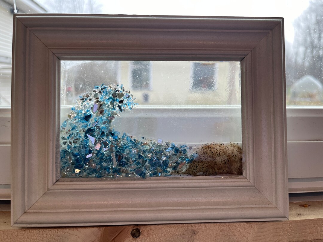 Ocean Wave Resin Window, Crushed Glass, Nautical, Framed Art - Etsy