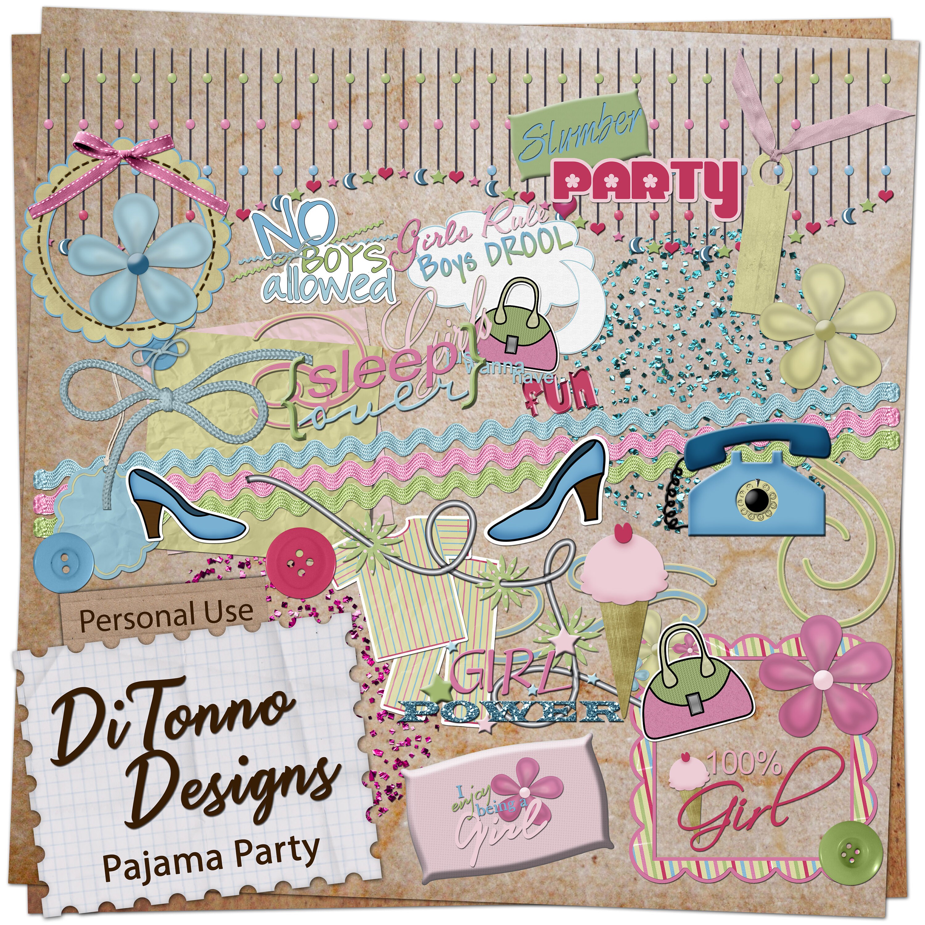 Digital Scrapbook Kit 12x12 | Print Ready Electronic Files - Background ...