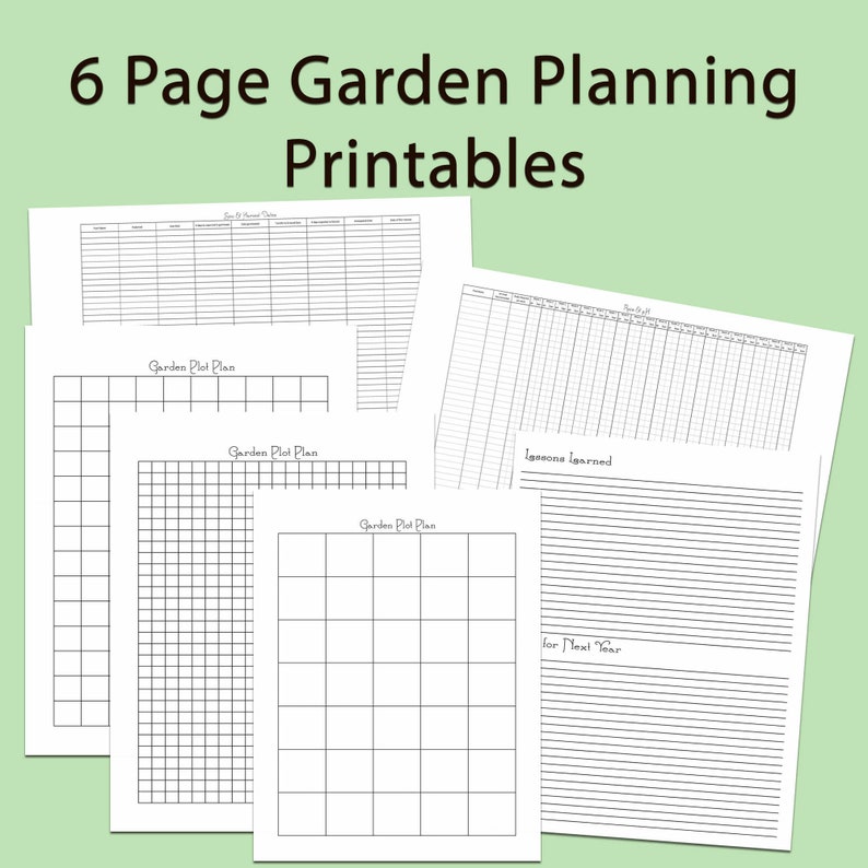 Garden Planning Printable Pages | Template Reusable Worksheet for ...