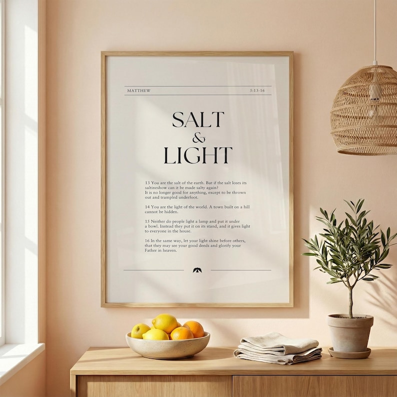 Salt and Light Bible Verse Poster, Matthew 5:13–16 Scripture Print ...