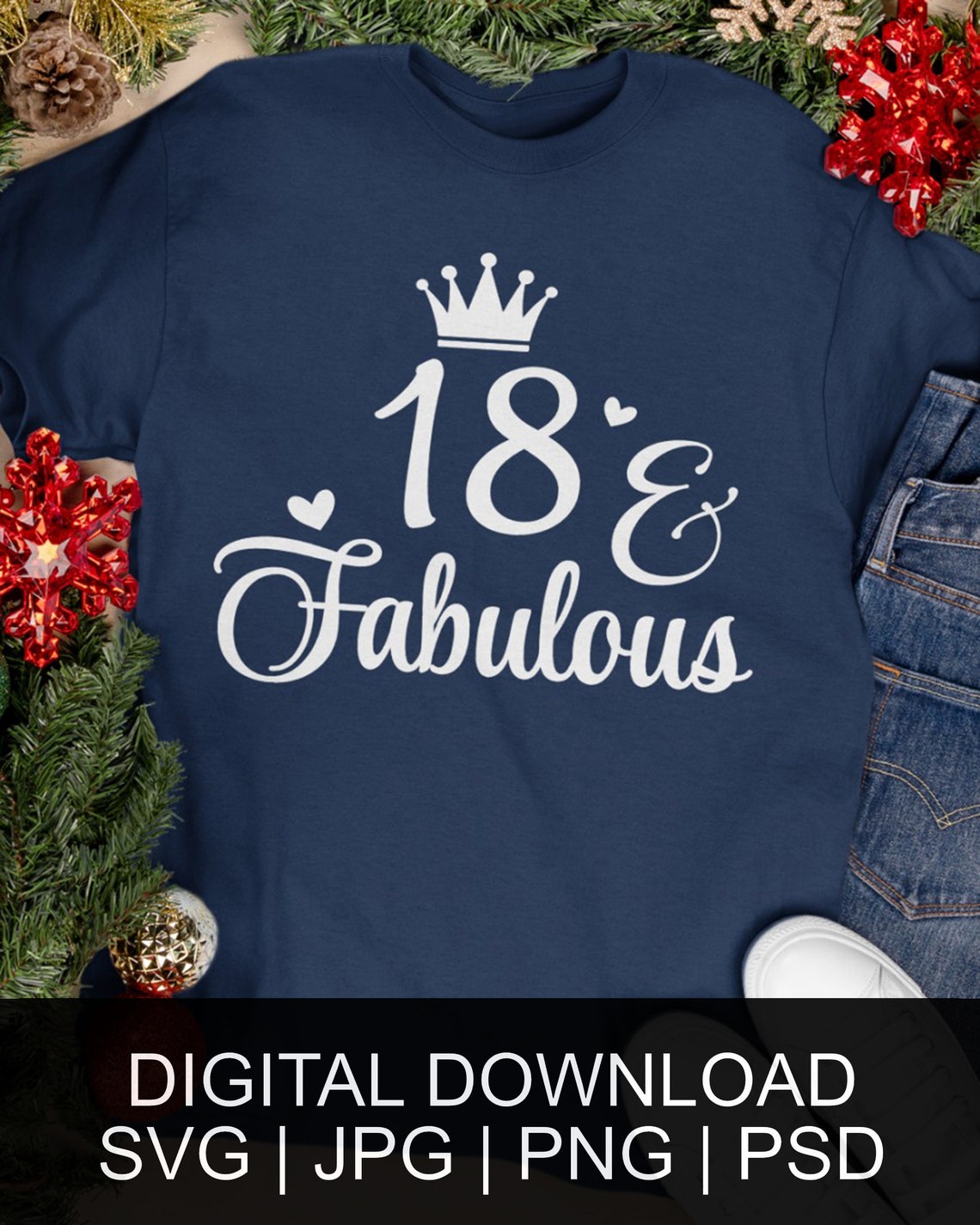 18 & Fabulous Svg Png Jpg Psd Digital Download 18th - Etsy Canada