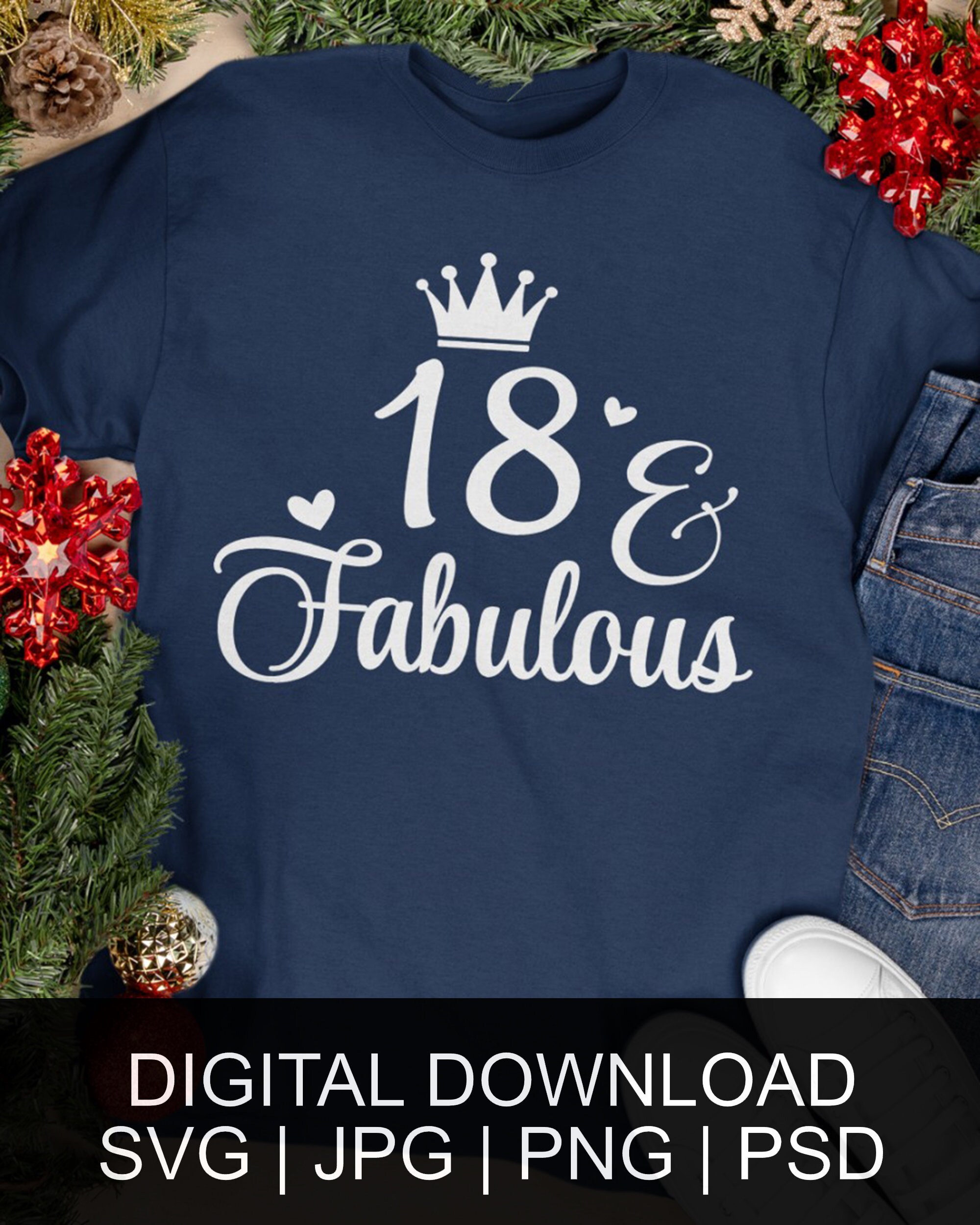 18 & Fabulous Svg Png Jpg Psd Digital Download 18th - Etsy