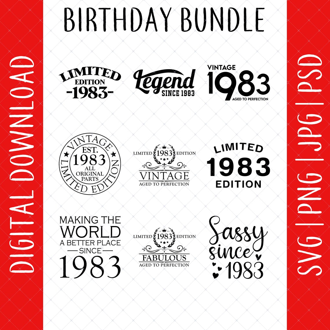 40th Birthday 9 Design Bundle Digital Download 40 Birthday - Etsy