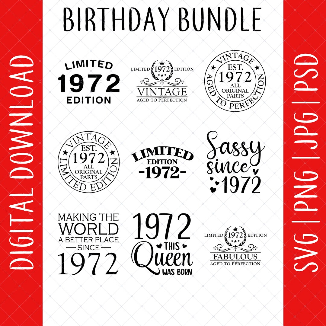 50th Birthday 9 Design Bundle Digital Download 50 Birthday - Etsy