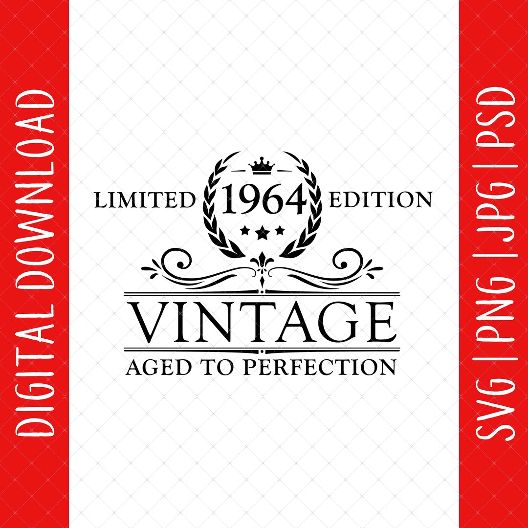 60th in 2024 Birthday Vintage 1964 Digital Download 60th Birthday Gifts ...