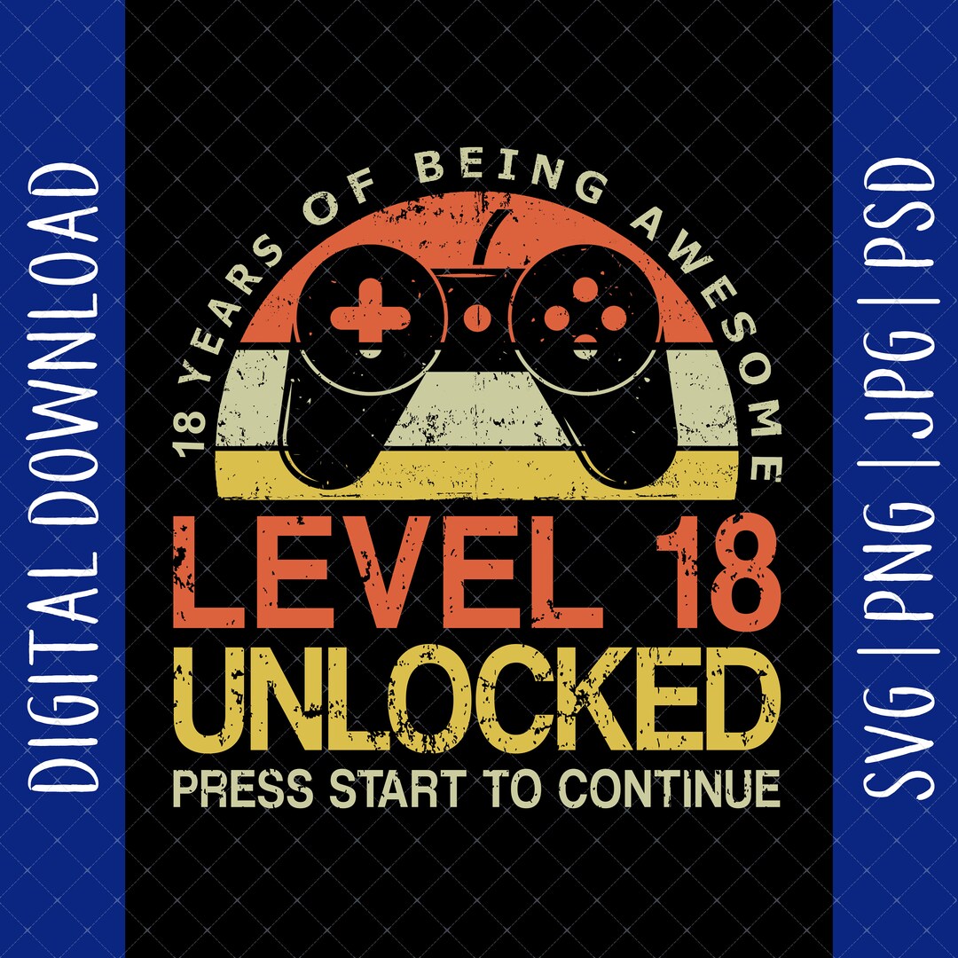 Level 18 Unlocked 18th Birthday Digital Download - 18th Birthday Gifts ...